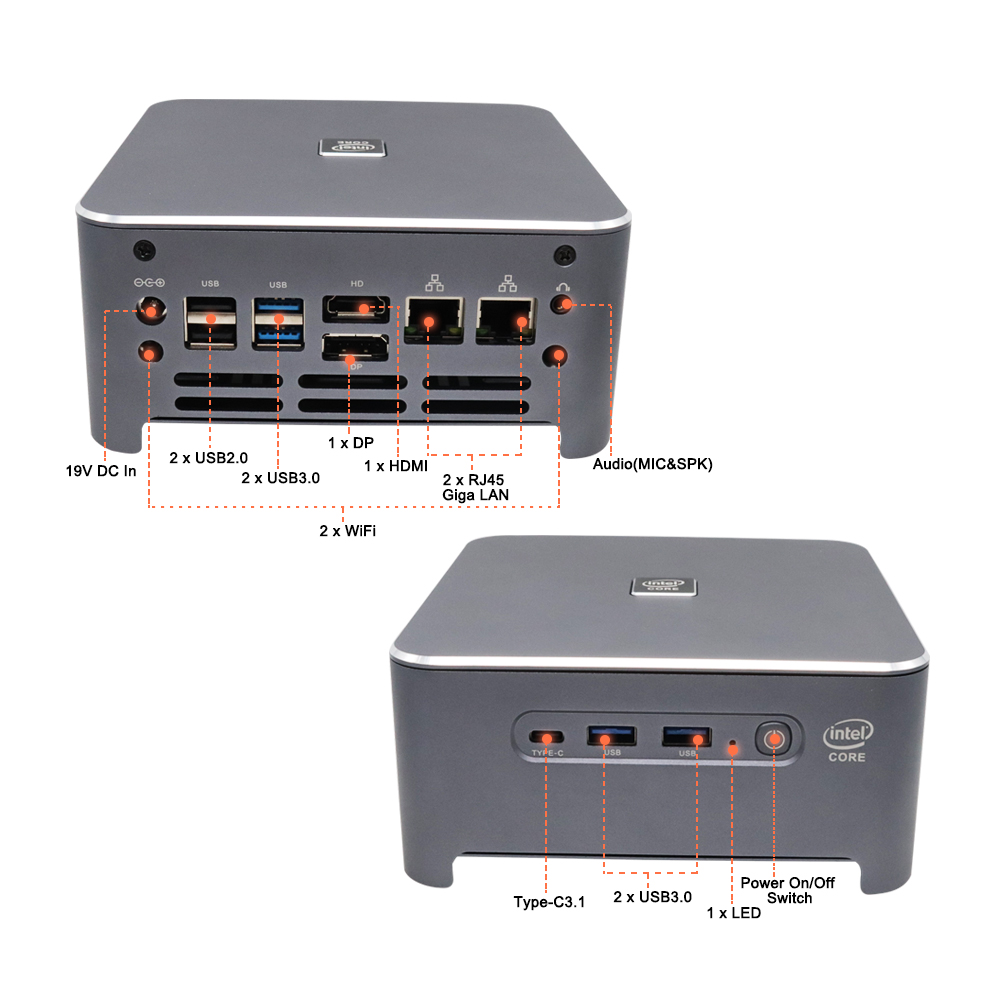 10th Gen Core i9 10980HK i7 10750H Intel Mini PC 2 Lans Windows 10 2 ...