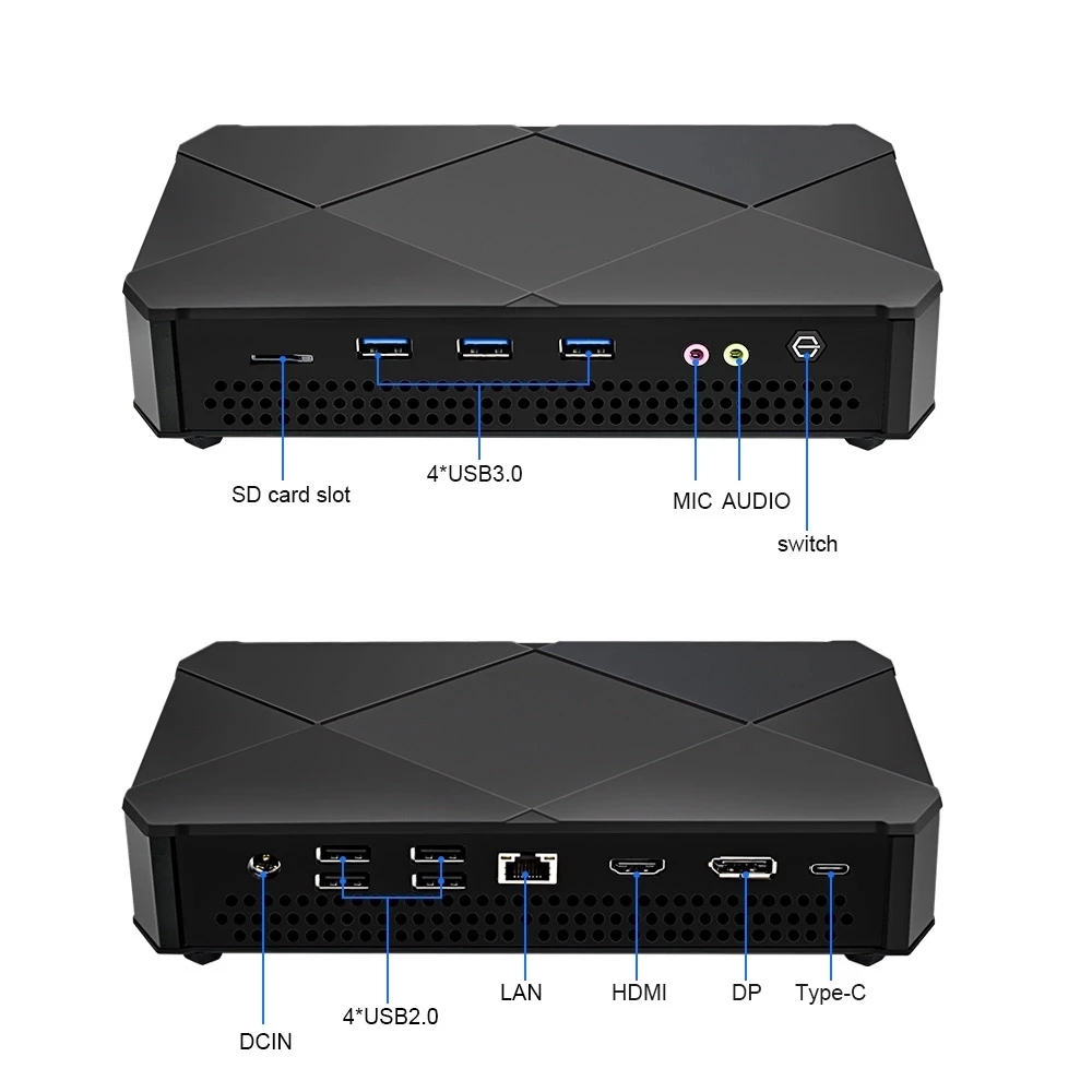 Portable Mini PC Nuc Intel Core i9 Desktop Computer Dual Ram Dual NVMe ...